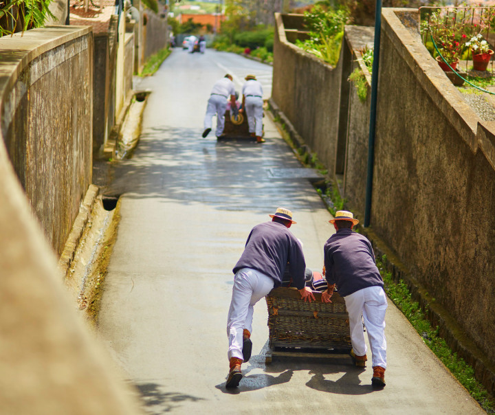 Monte Wicker Basket Toboggan Ride in Madeira Island | Portugal Getaways
